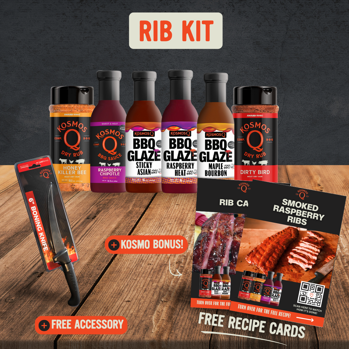 Kosmos Q Rib Kit | Dirty Bird Rub | Honey Killer Bee Rub | BBQ Sauces ...